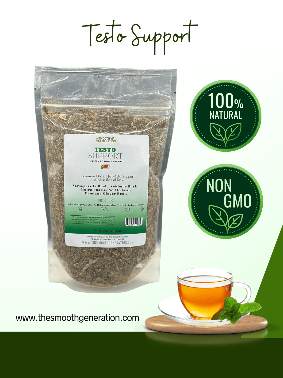 Testo Support Tea – Natural Energy & Hormone Support for Men – The ...